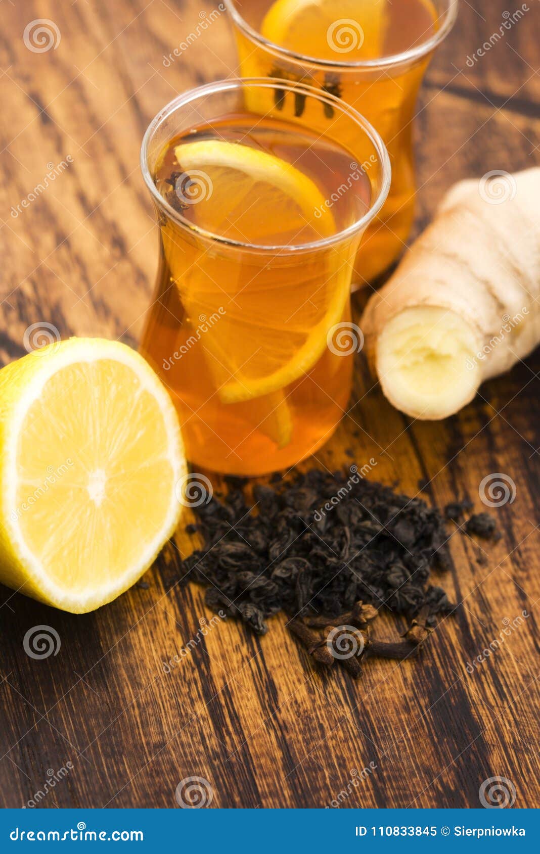 Black Tea with Lemon and Ginger Stock Image - Image of curative, care ...