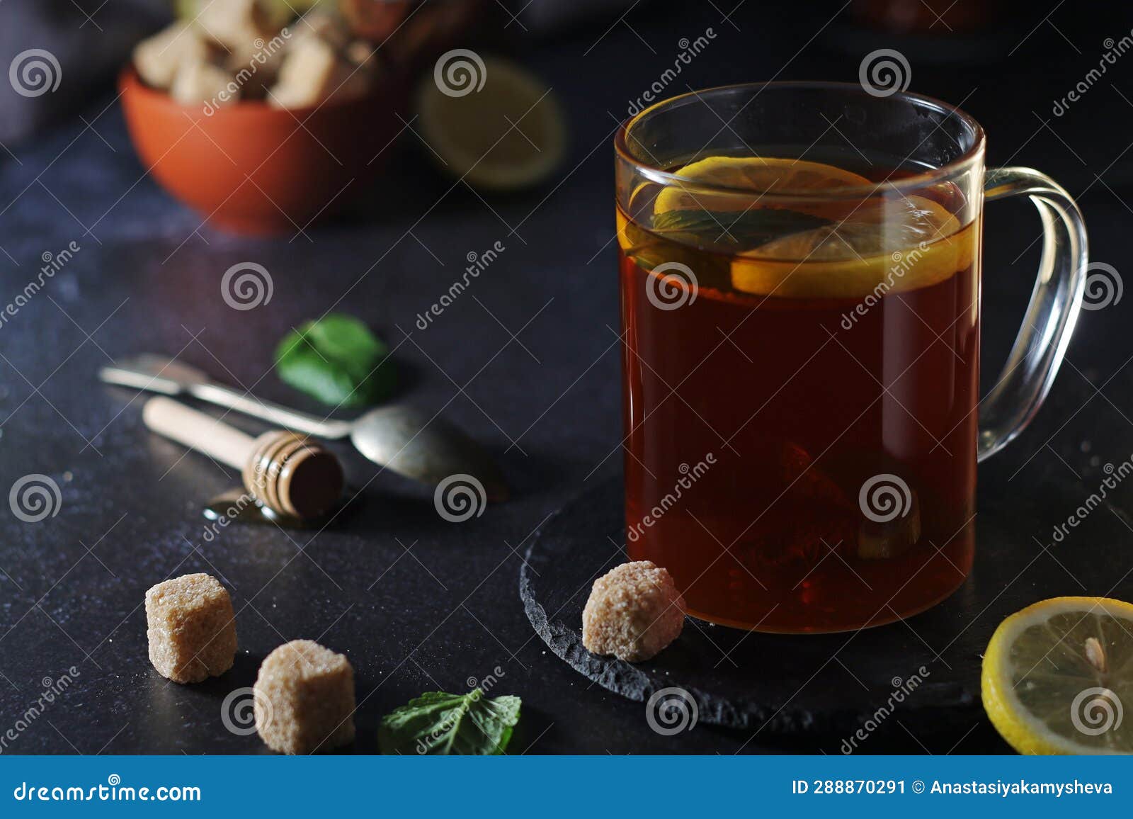 Black Tea with Lemon and Honey Stock Image - Image of aromatic, healthy ...