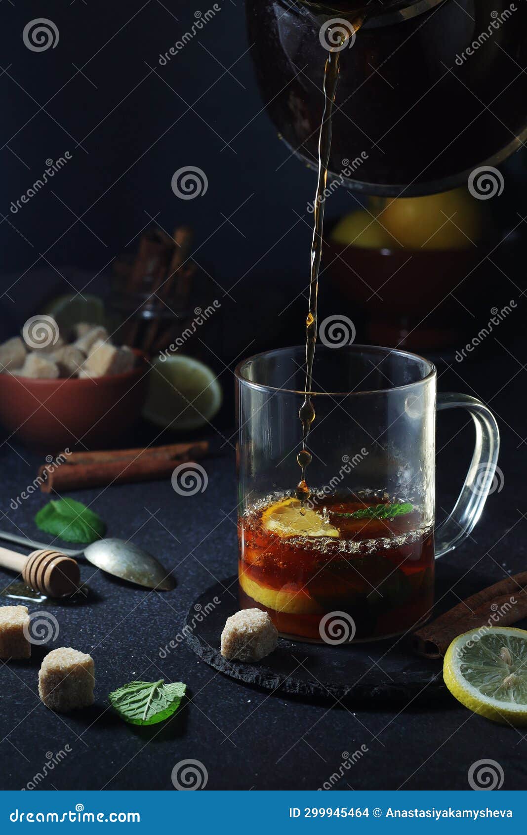 Black Tea with Lemon and Honey Stock Photo - Image of traditional ...