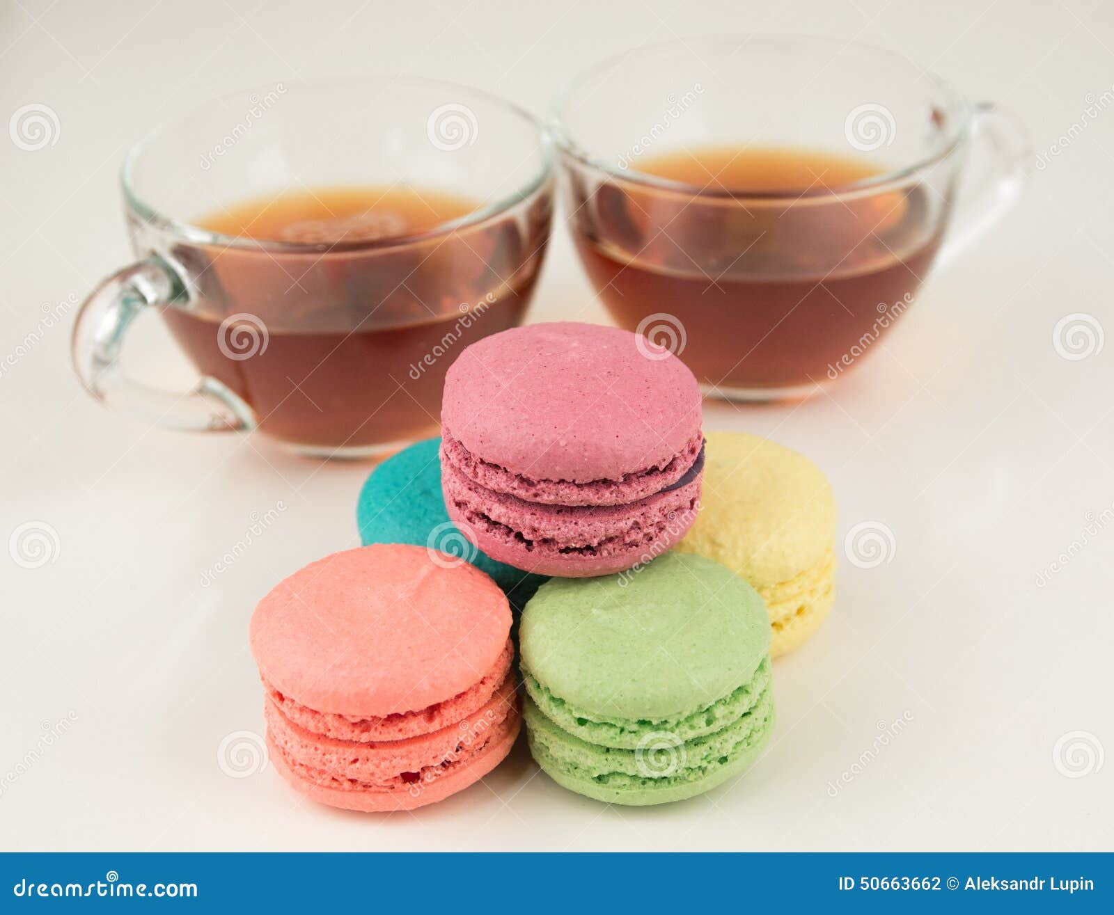 Black tea with macaroons stock photo. Image of black - 50663662