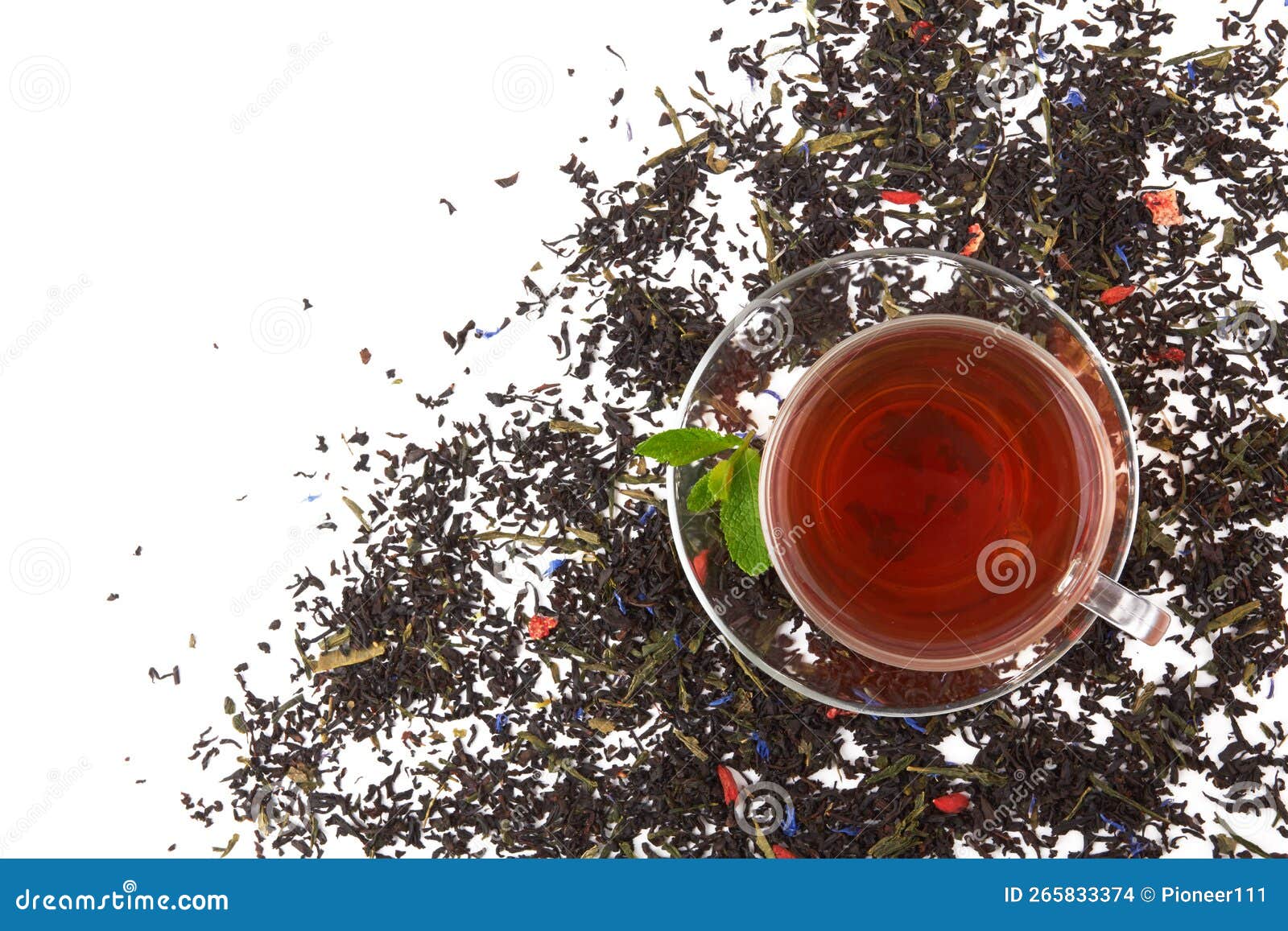Black tea with mint stock photo. Image of caffeine, glass - 265833374