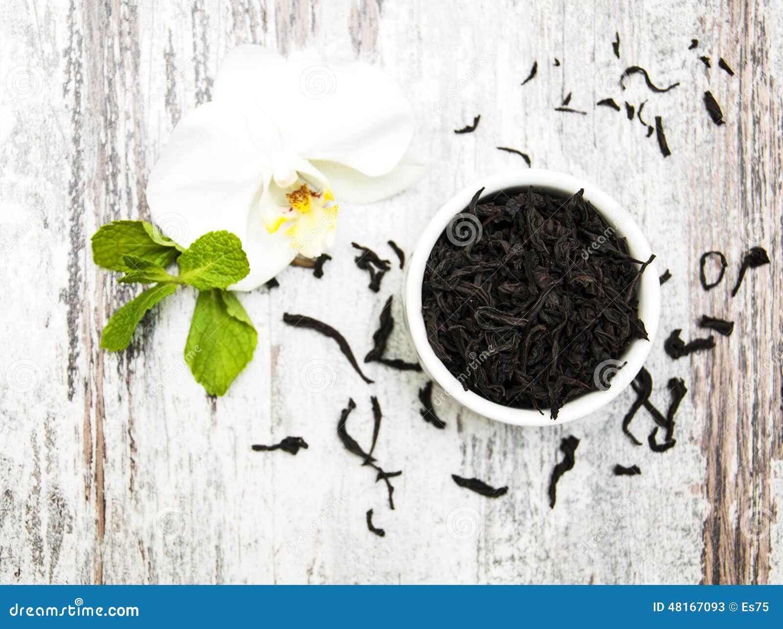 Black Tea with Orchid Flower Stock Image - Image of closeup, health ...