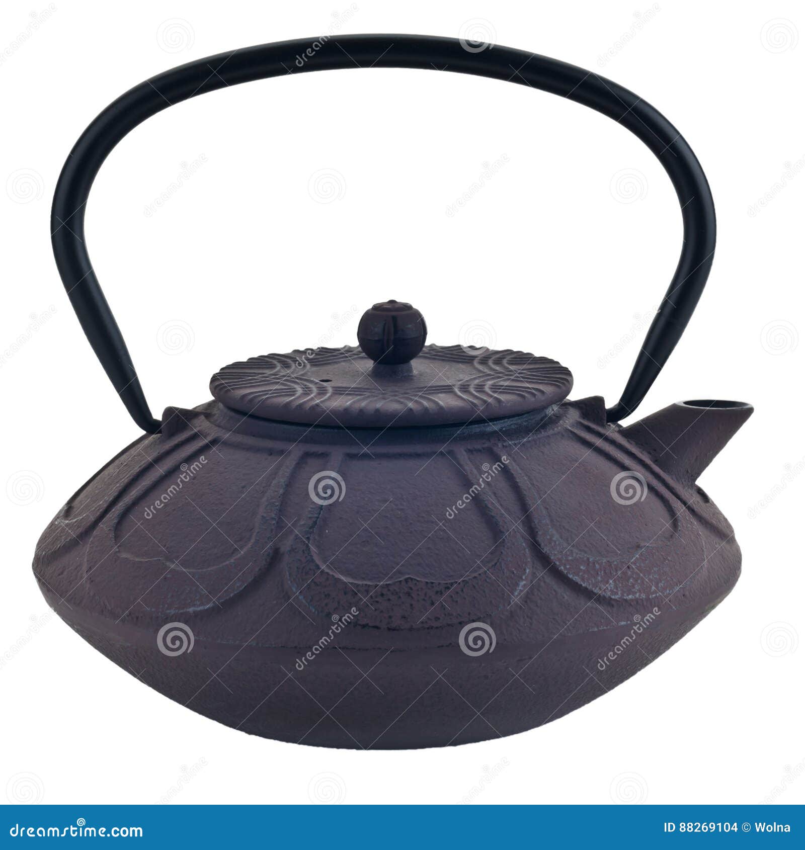 Black Tea Pot with Oriental Pattern on White Background Stock Photo ...
