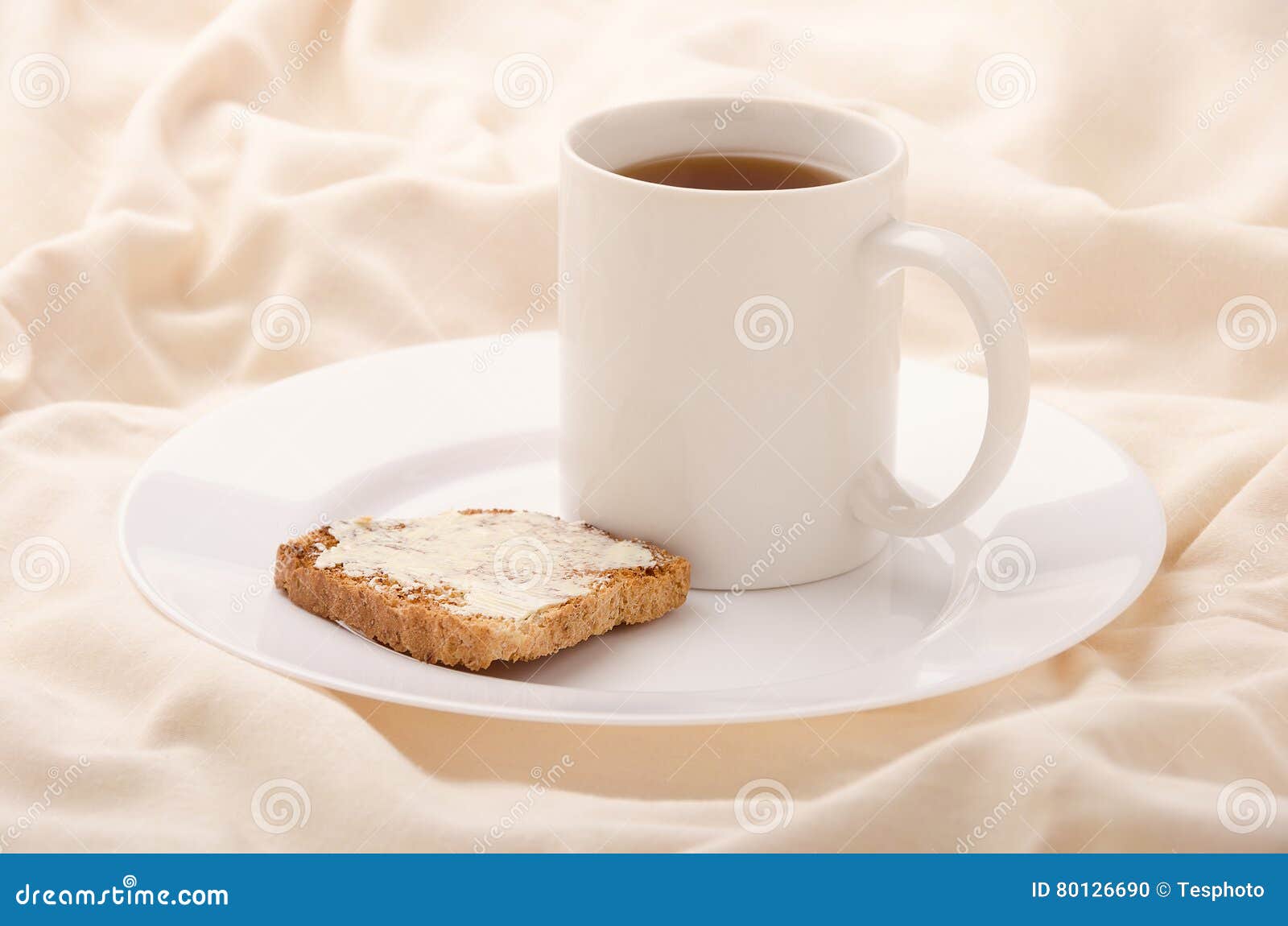 Black Tea and Toast in Bed. Stock Photo - Image of saucer, table: 80126690