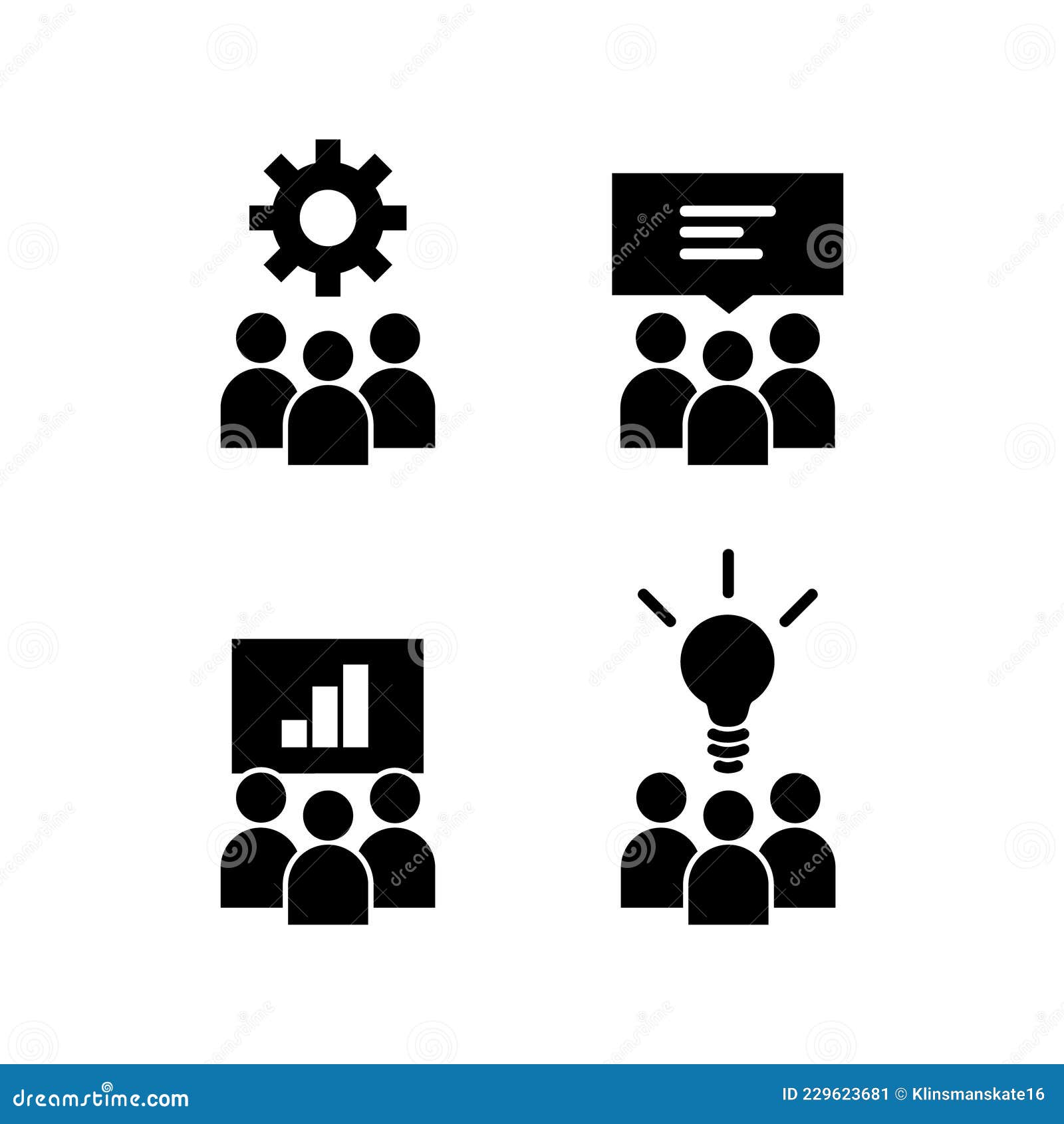 Black Team Work Icon Design Collection Stock Vector - Illustration of ...