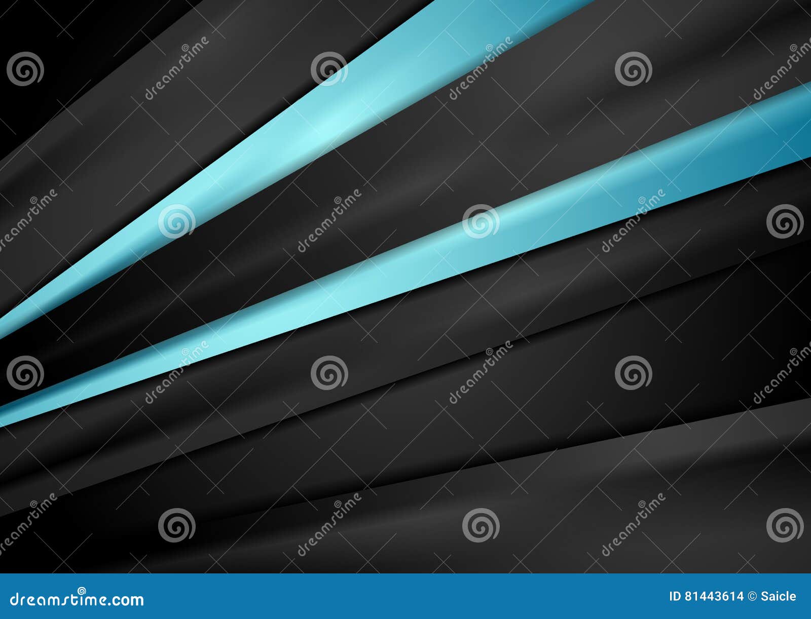 Black Tech Background With Blue Smooth Stripes Vector Illustration ...