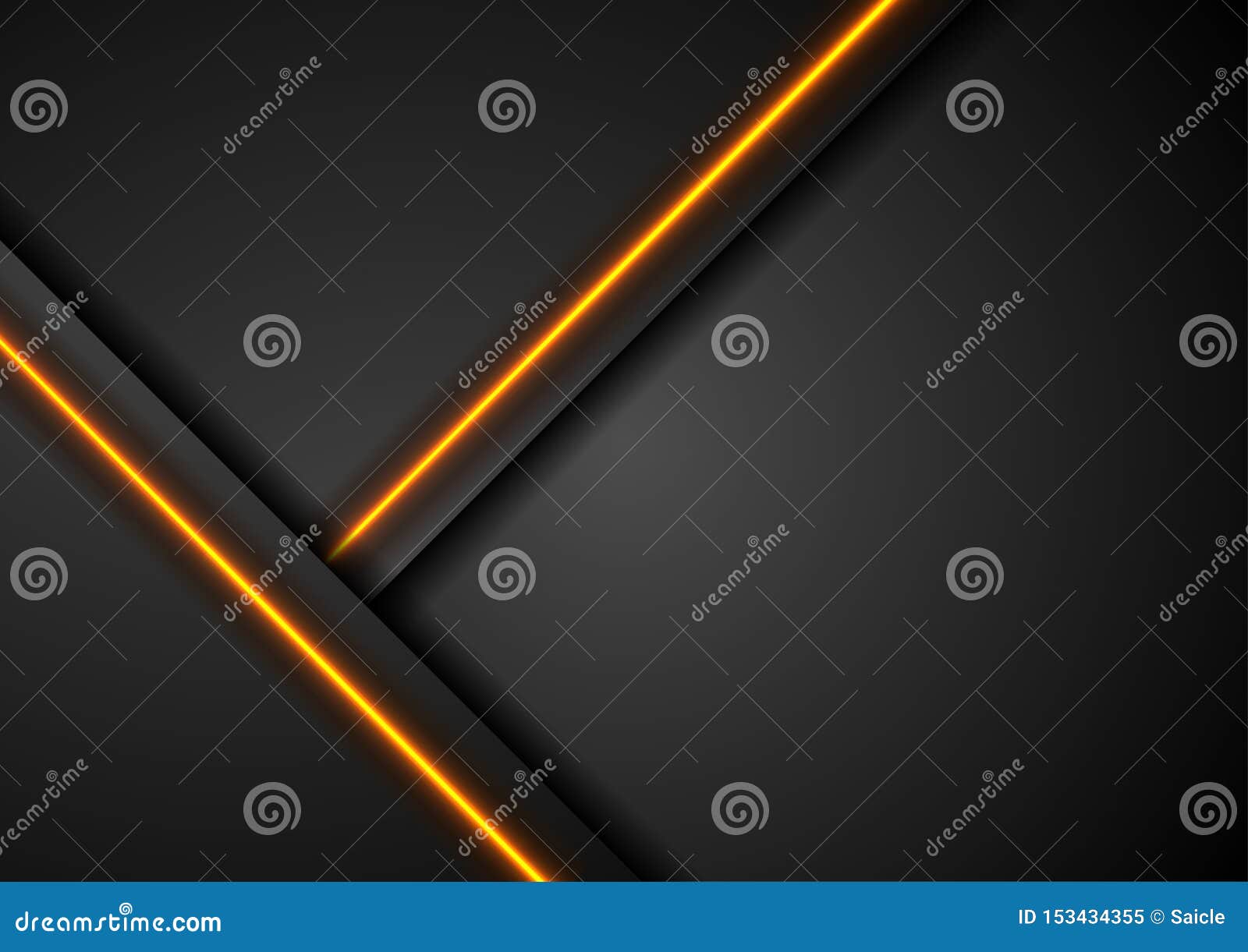 Black Tech Concept Background with Orange Glowing Neon Lines Stock ...
