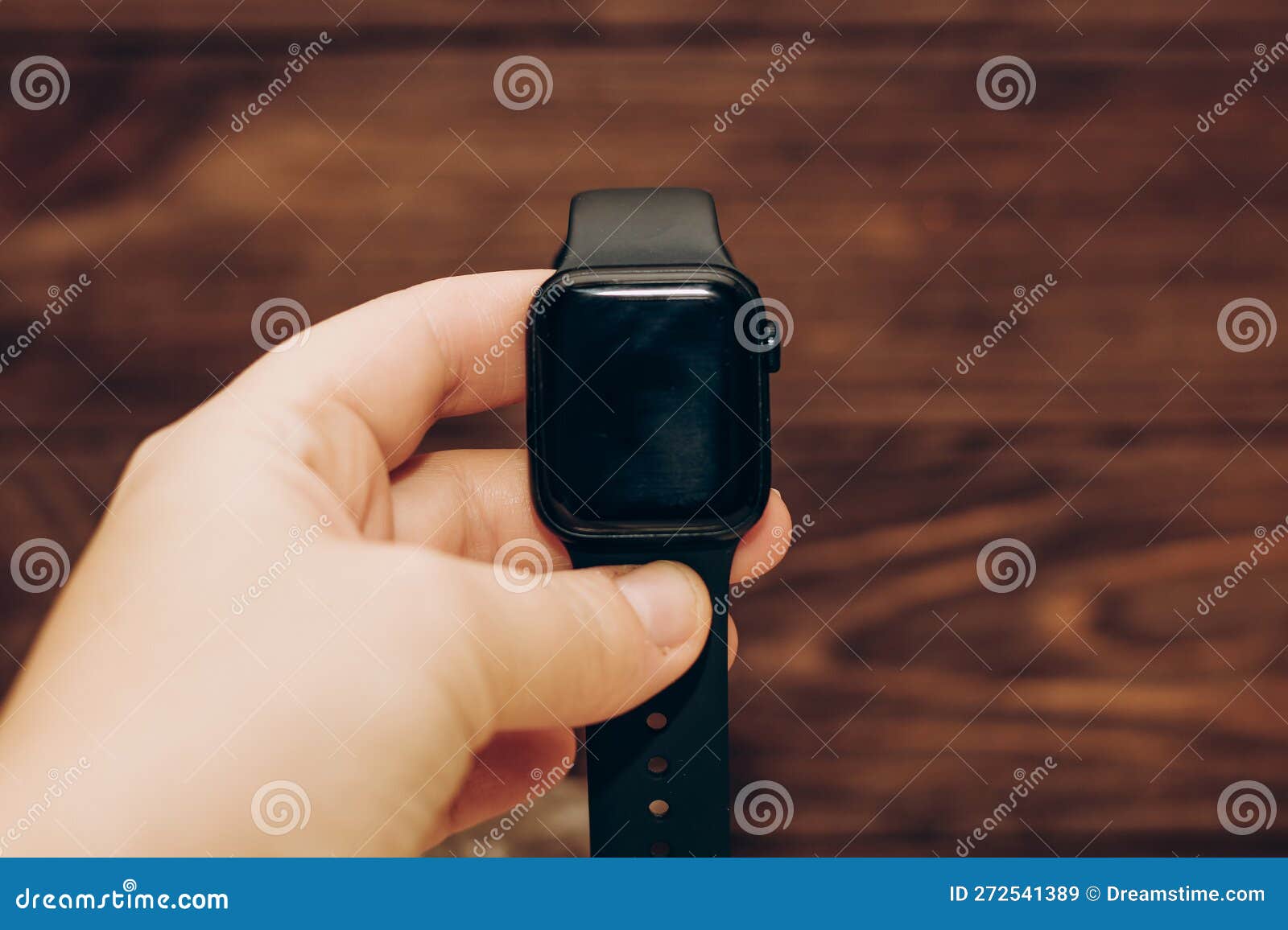 Black Technological Smart Watch in Hand. Stock Image - Image of touch ...