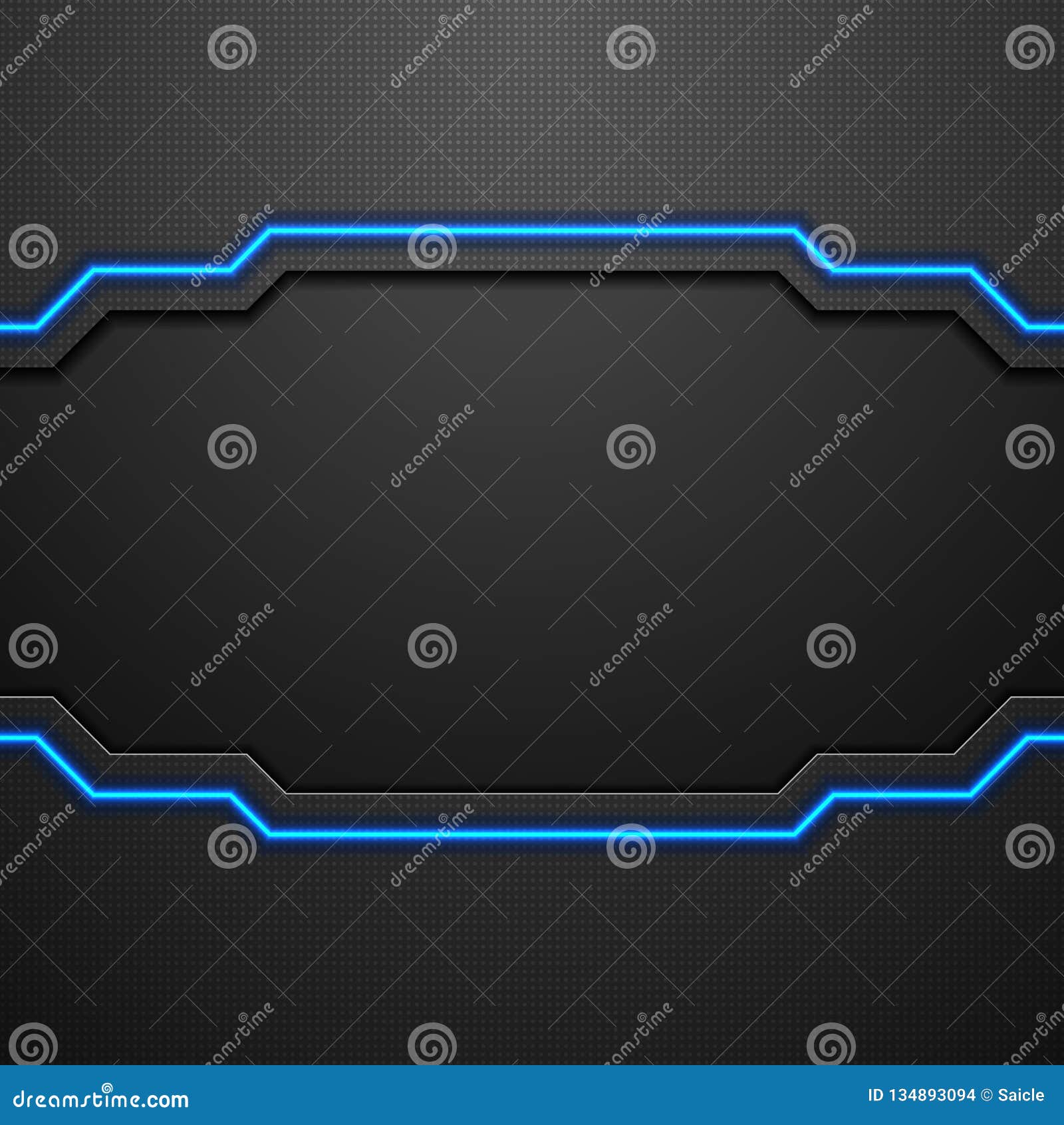 Black Technology Background with Blue Neon Light Stock Vector ...