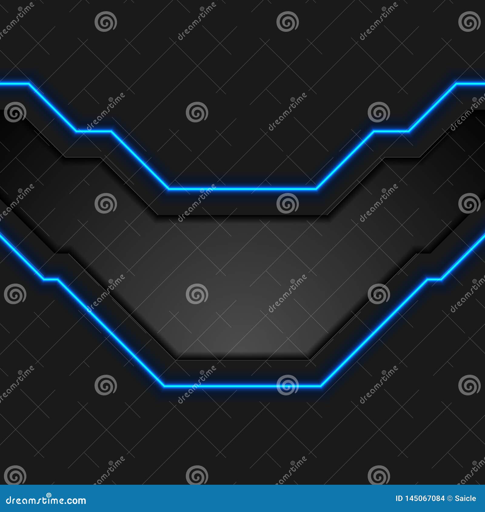Black Technology Background with Blue Neon Lines Stock Vector ...
