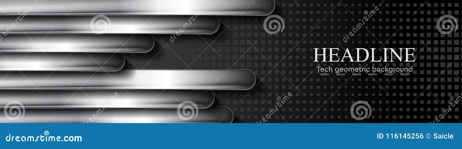 Black Technology Banner with Metallic Stripes Stock Vector ...