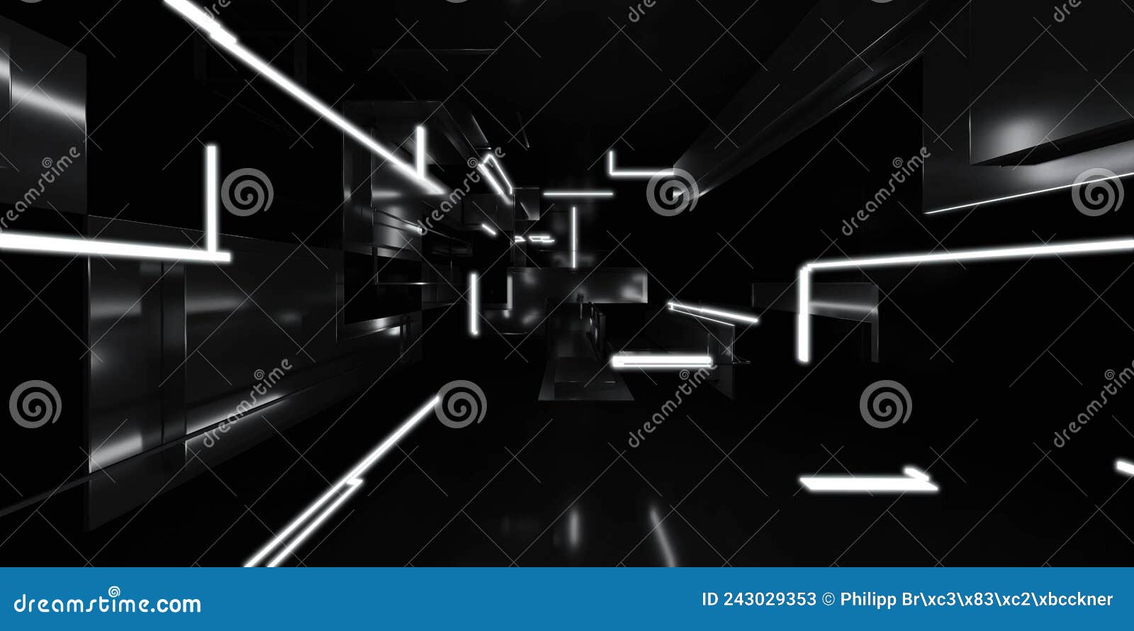 Black Technology Lights Background Abstract 3d Render Illustration ...