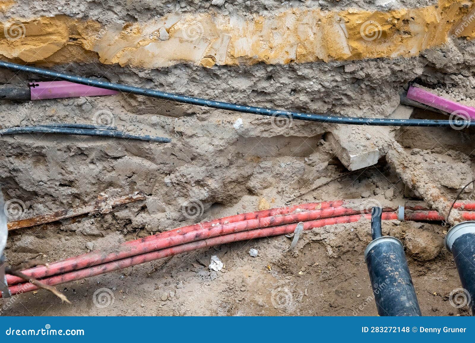 Telephone Lines during Underground Construction Work Stock Photo ...