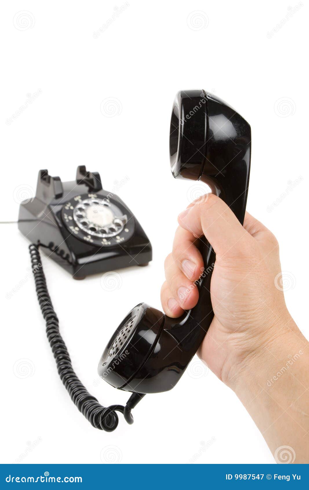 Black Telephone Ear Supine On The Black And White Marble Floor In The ...