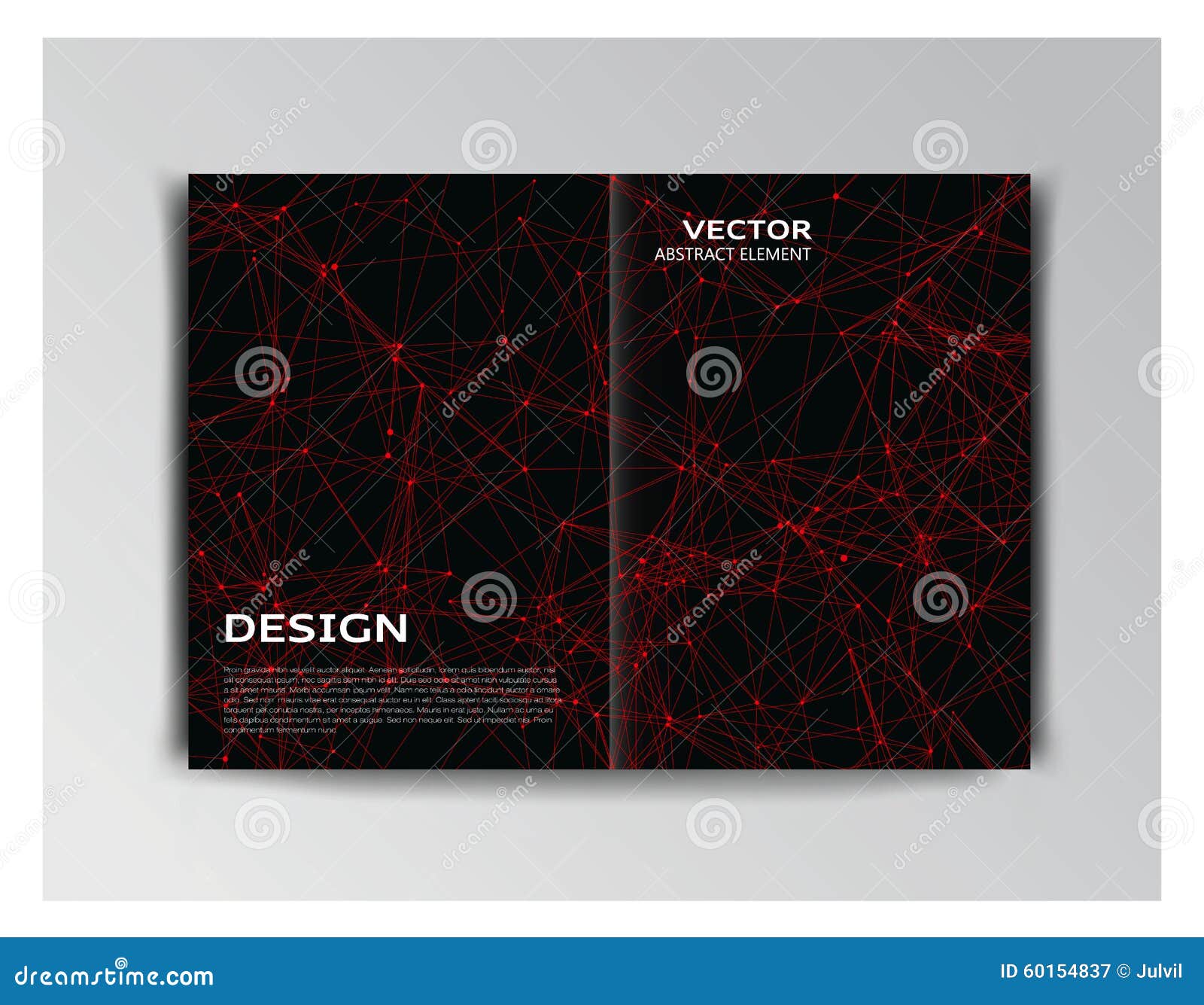 Black Template of Brochure with Abstract Red Particles Stock Vector ...