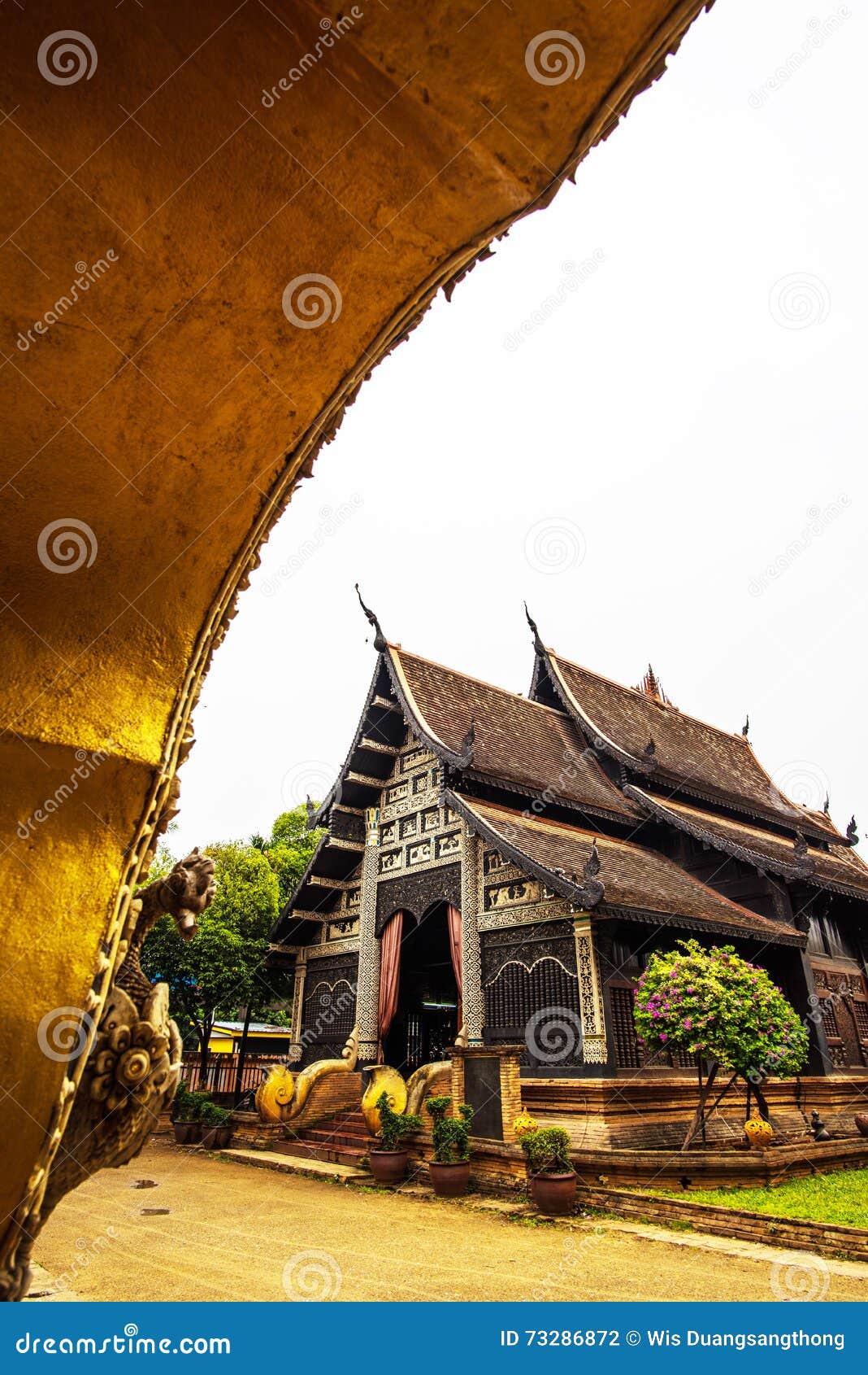 Black Temple stock photo. Image of asia, chiangmai, white - 73286872