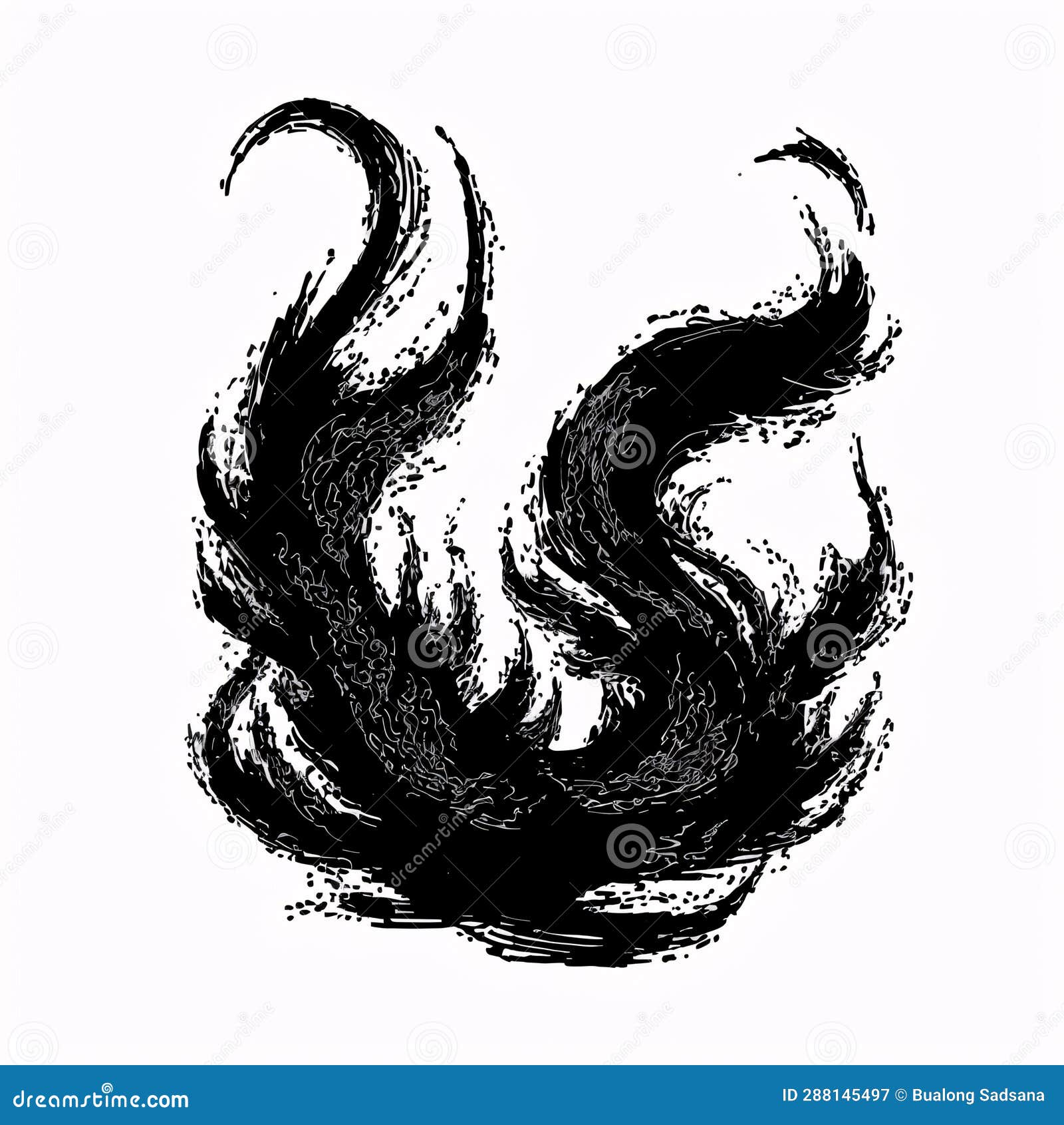 Black Tendrils are Isolated on a White Background. Stock Illustration ...