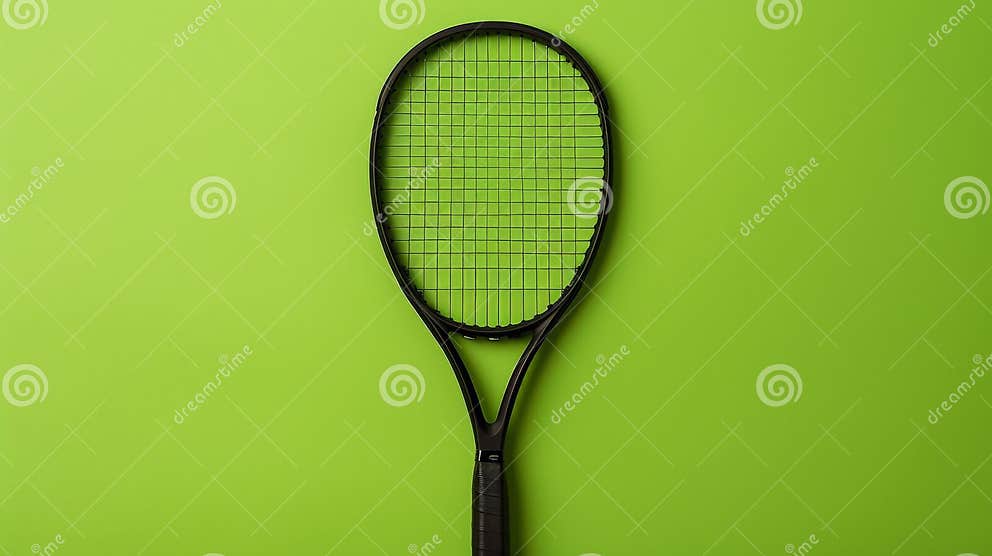 Black Tennis Racquet on Green Background Stock Illustration ...