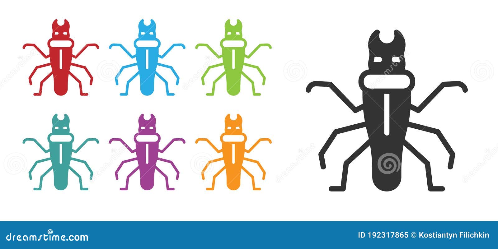 Black Termite Icon Isolated on White Background. Set Icons Colorful ...