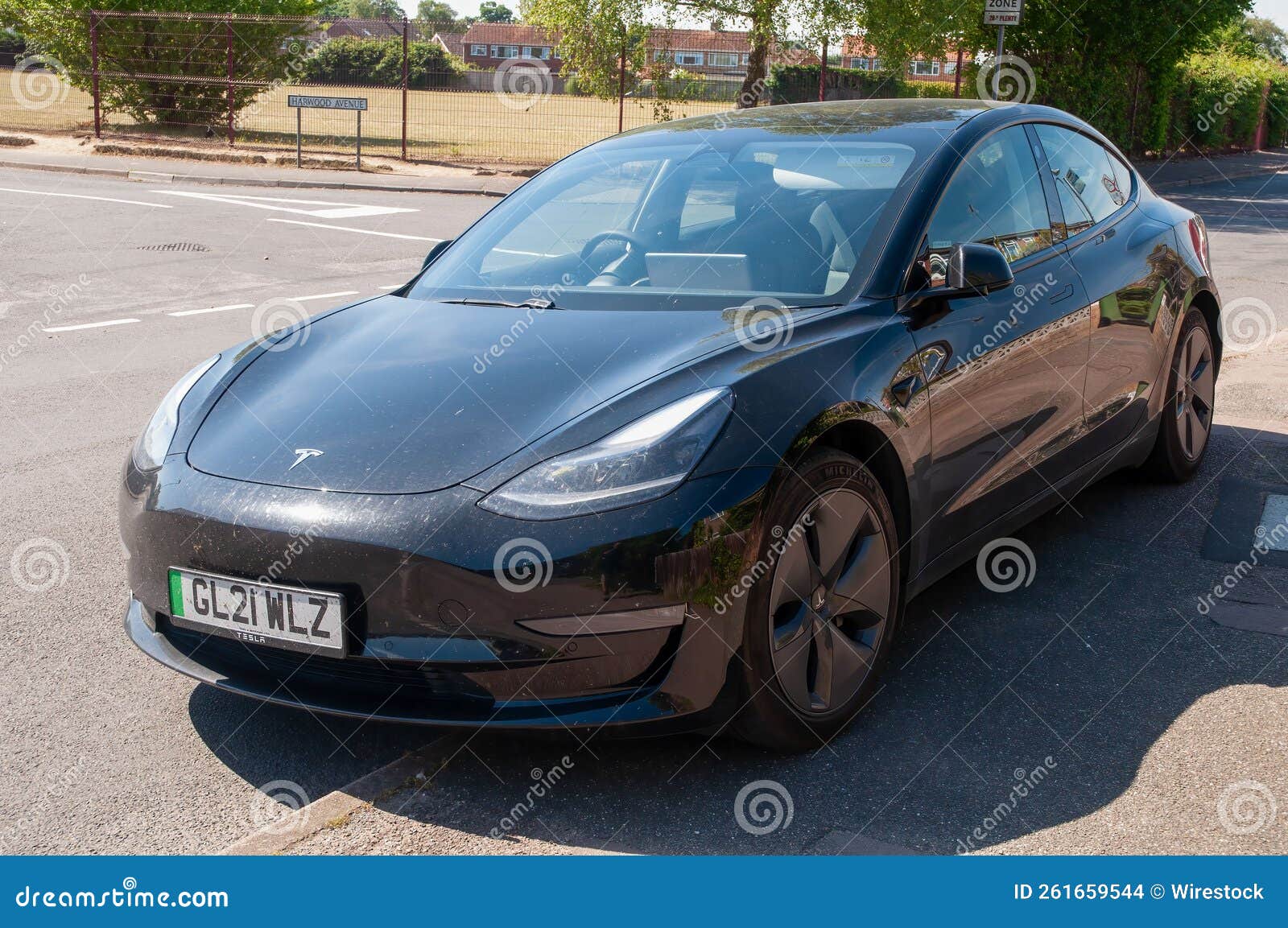Black Tesla EV Car Parked in Street Editorial Stock Image - Image of ...