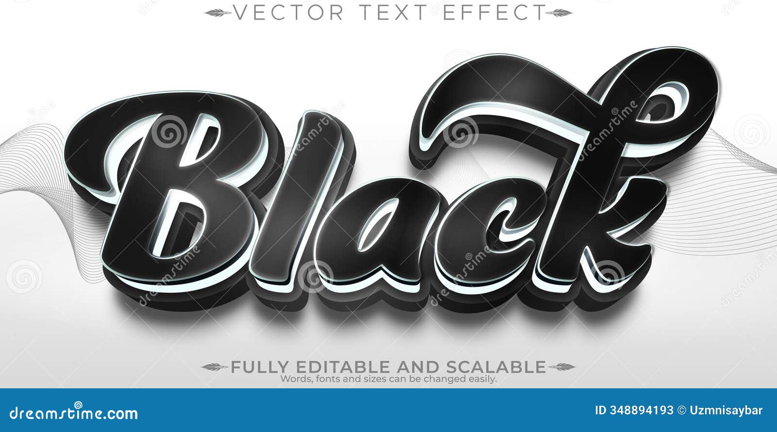 Black Text Effect, Editable Royal and Bold Text Style Stock Vector ...