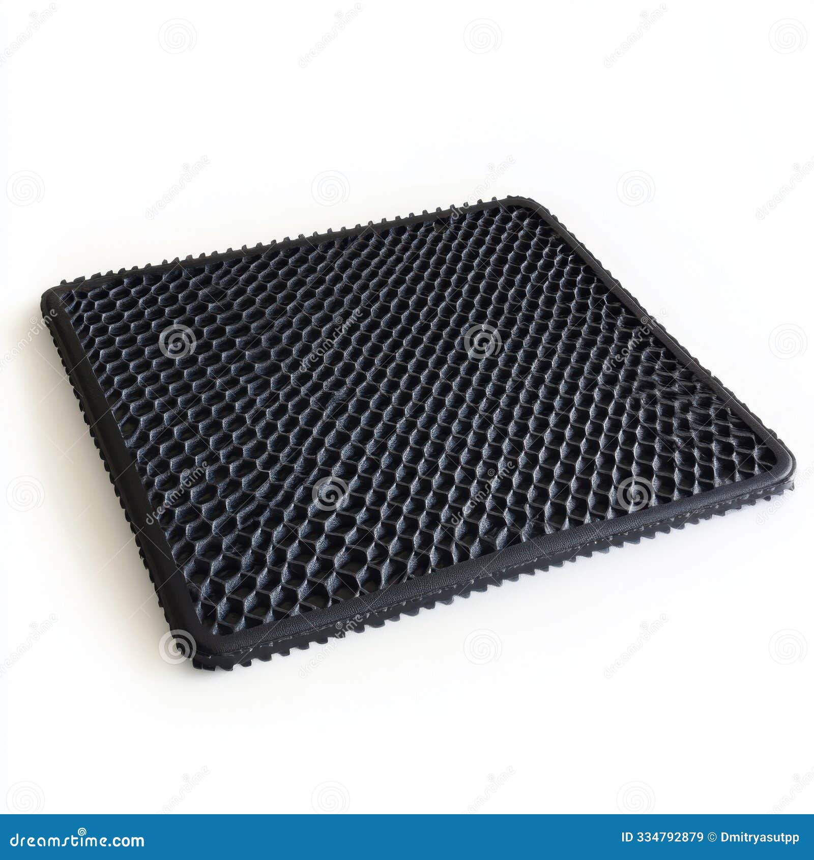 Black Textured Rubber Mat with Hexagonal Pattern on White Background ...