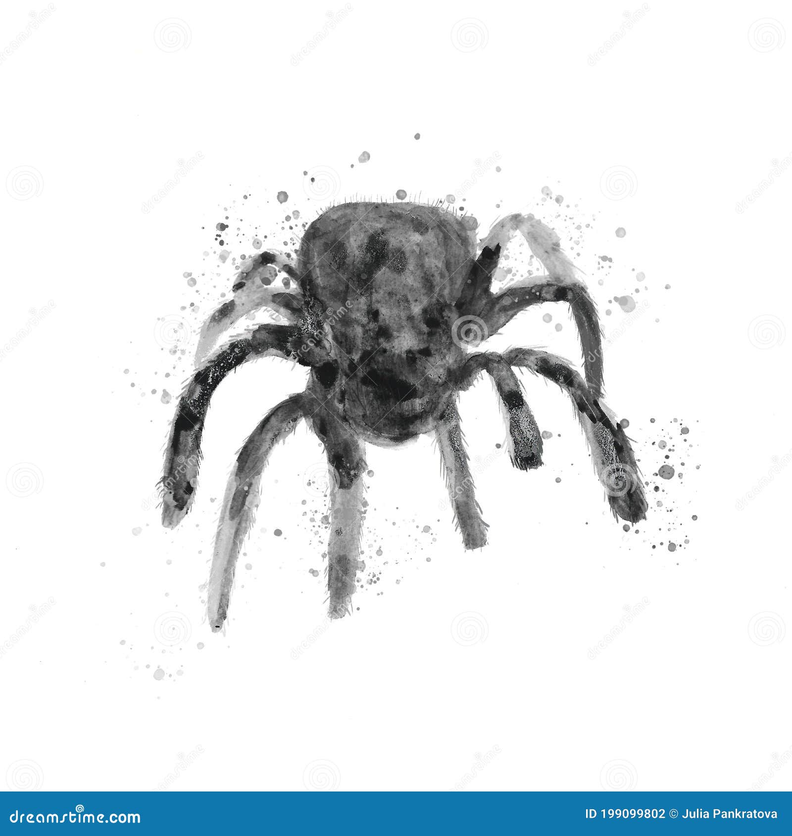 Black Textured Spider with Spray Paint, Illustration for Halloween ...
