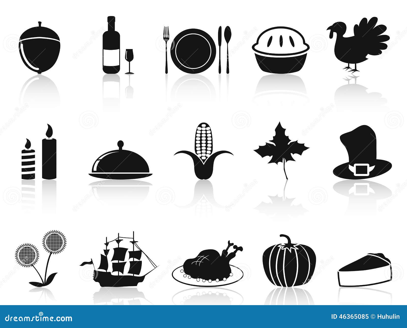 Black Thanksgiving Icons Set Stock Vector - Illustration of knife ...
