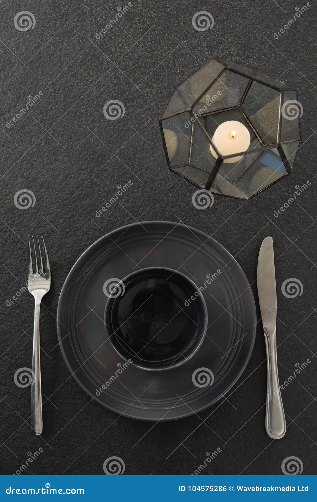 Black theme table setting stock illustration. Illustration of dinner ...