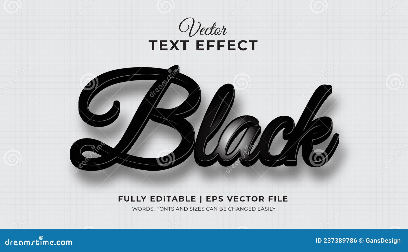 Black Theme Text Effect with 3d Editable Text Effect Stock Vector ...