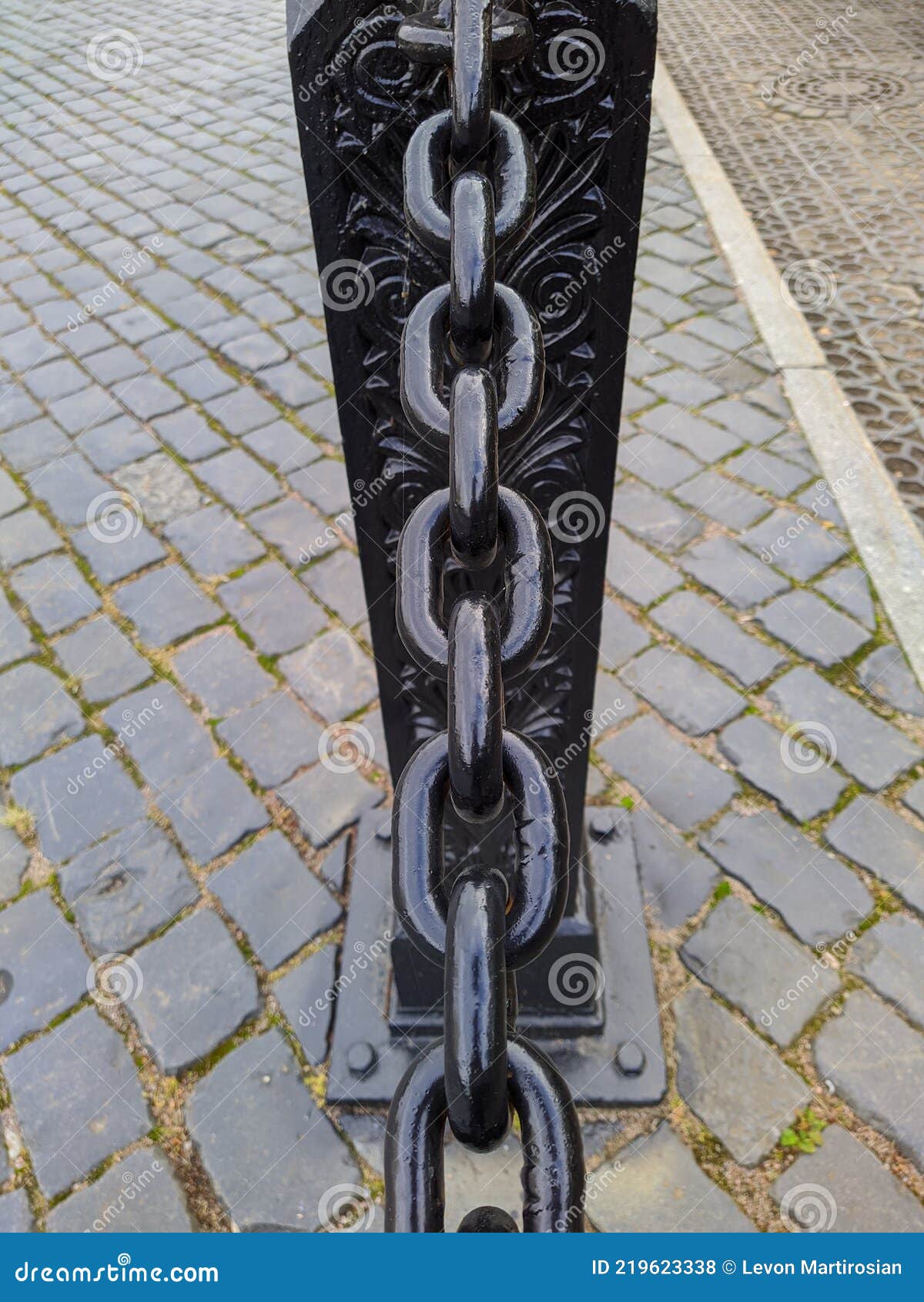 Black and Thick Chain Attached To the Support Stock Photo - Image of ...