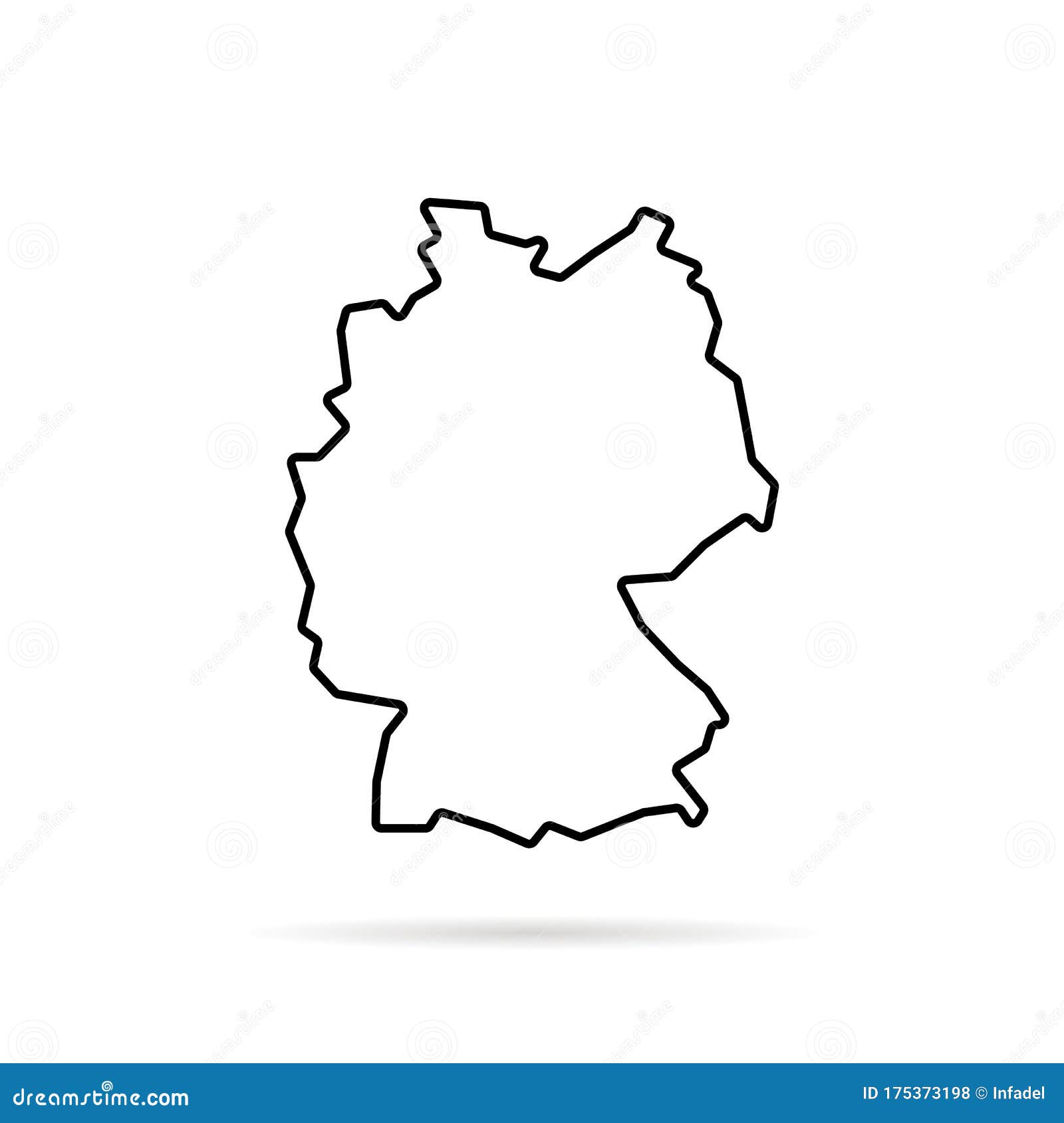 Black Thin Line Germany Map with Shadow Stock Vector - Illustration of ...
