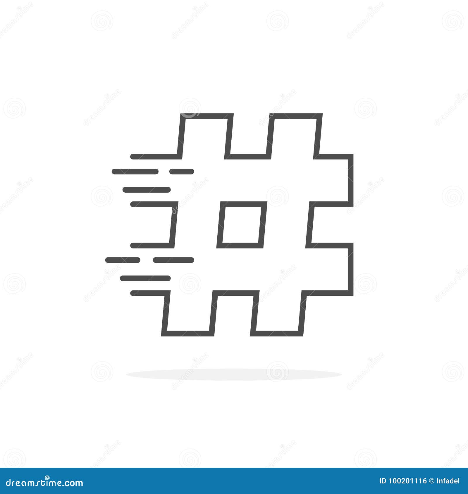 Black Thin Line Hashtag with Shadow Stock Vector - Illustration of ...