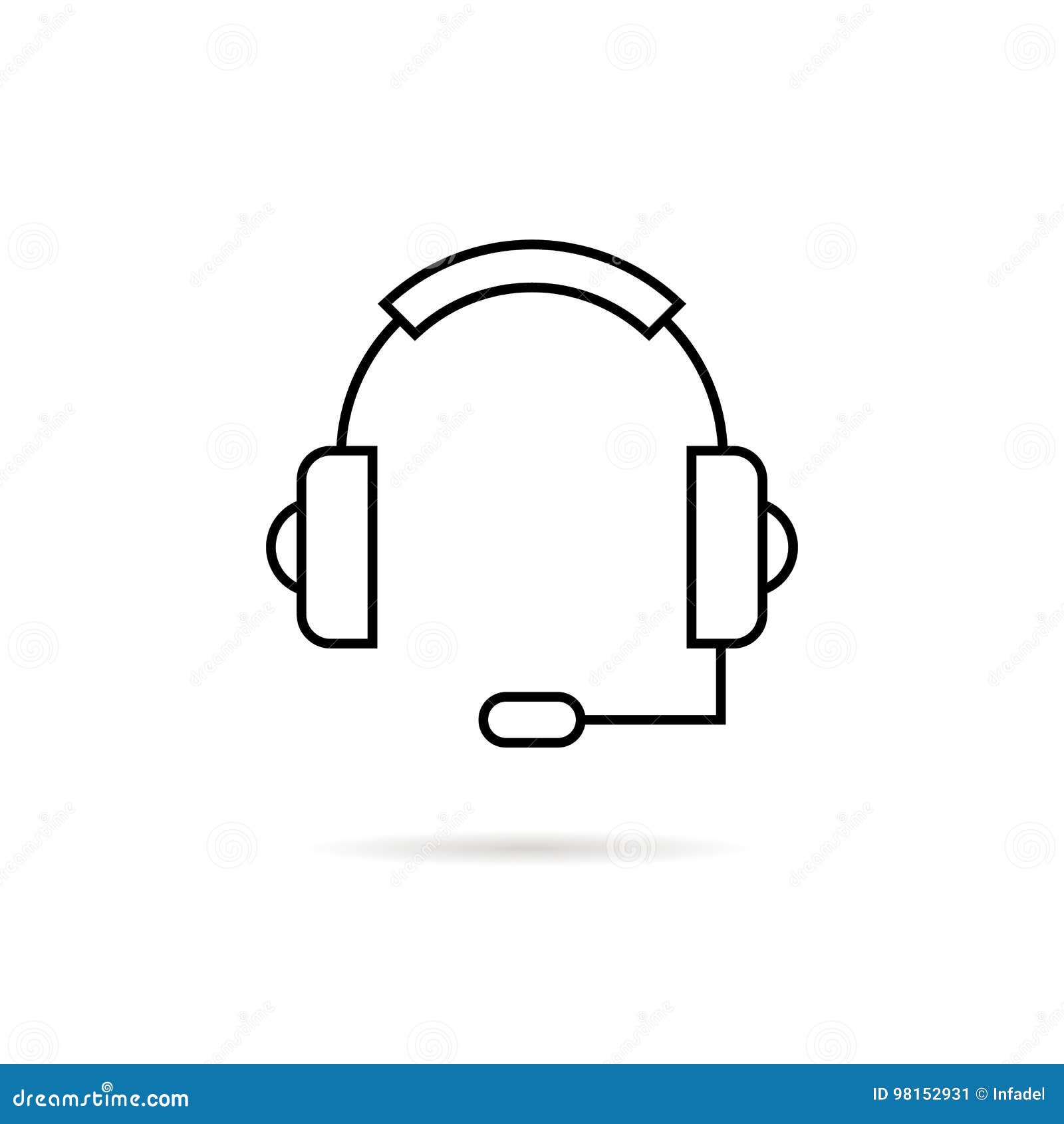 One Line Headphone Speaker. Outline Contour Sketch Of Earphone Gadget ...