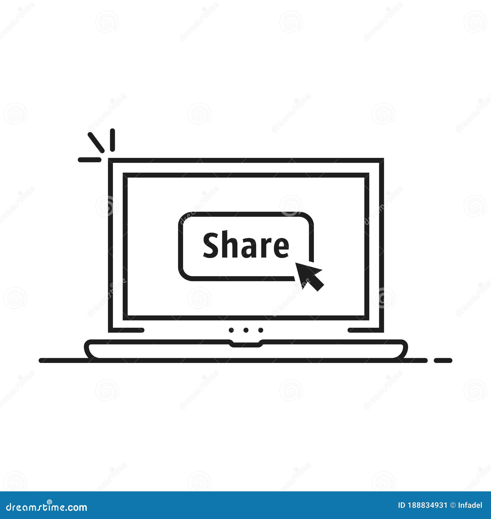 Black Thin Line Laptop with Share Button Stock Vector - Illustration of ...