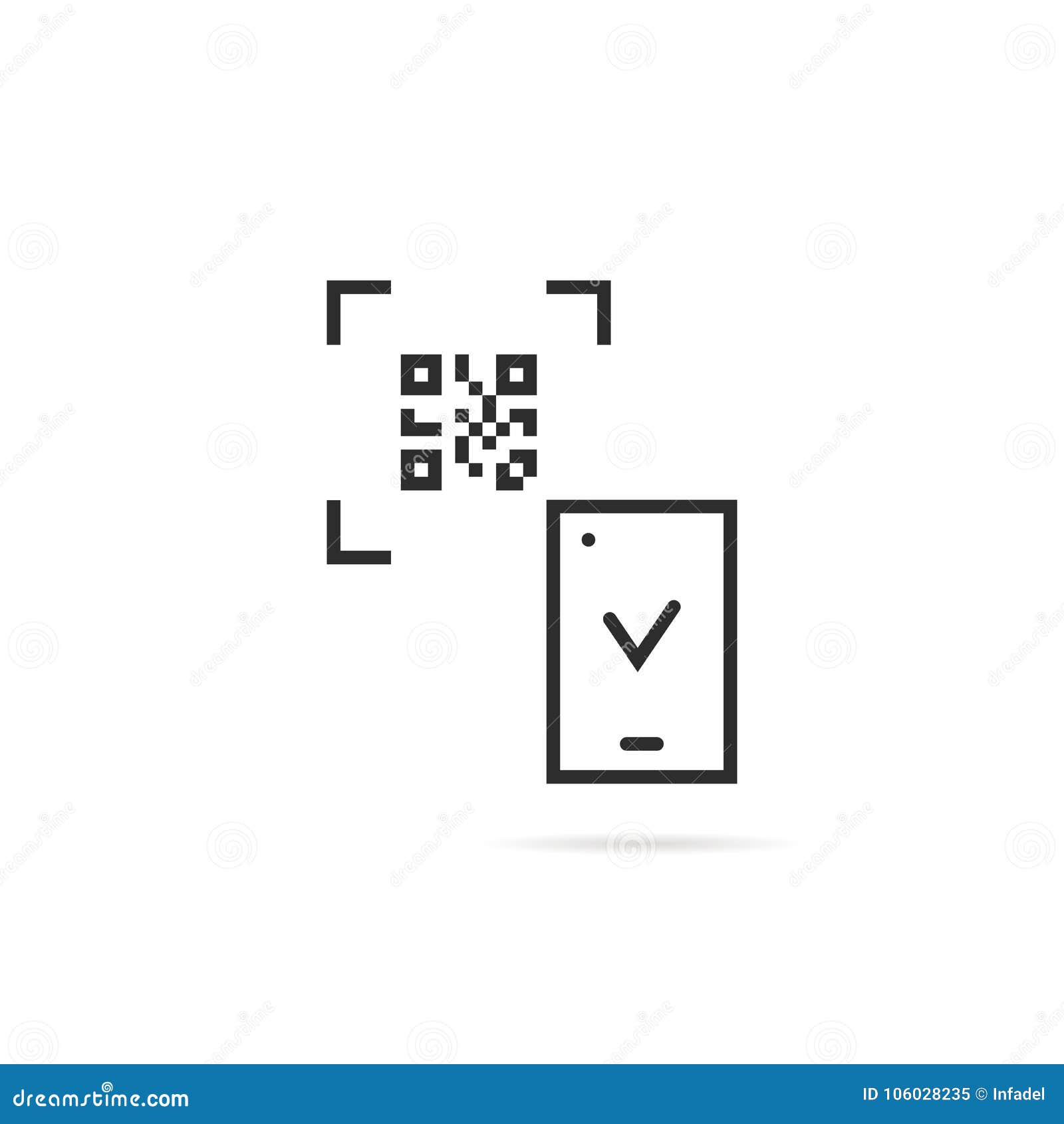 Black Thin Line Qr Code Scanning on White Background Stock Vector ...