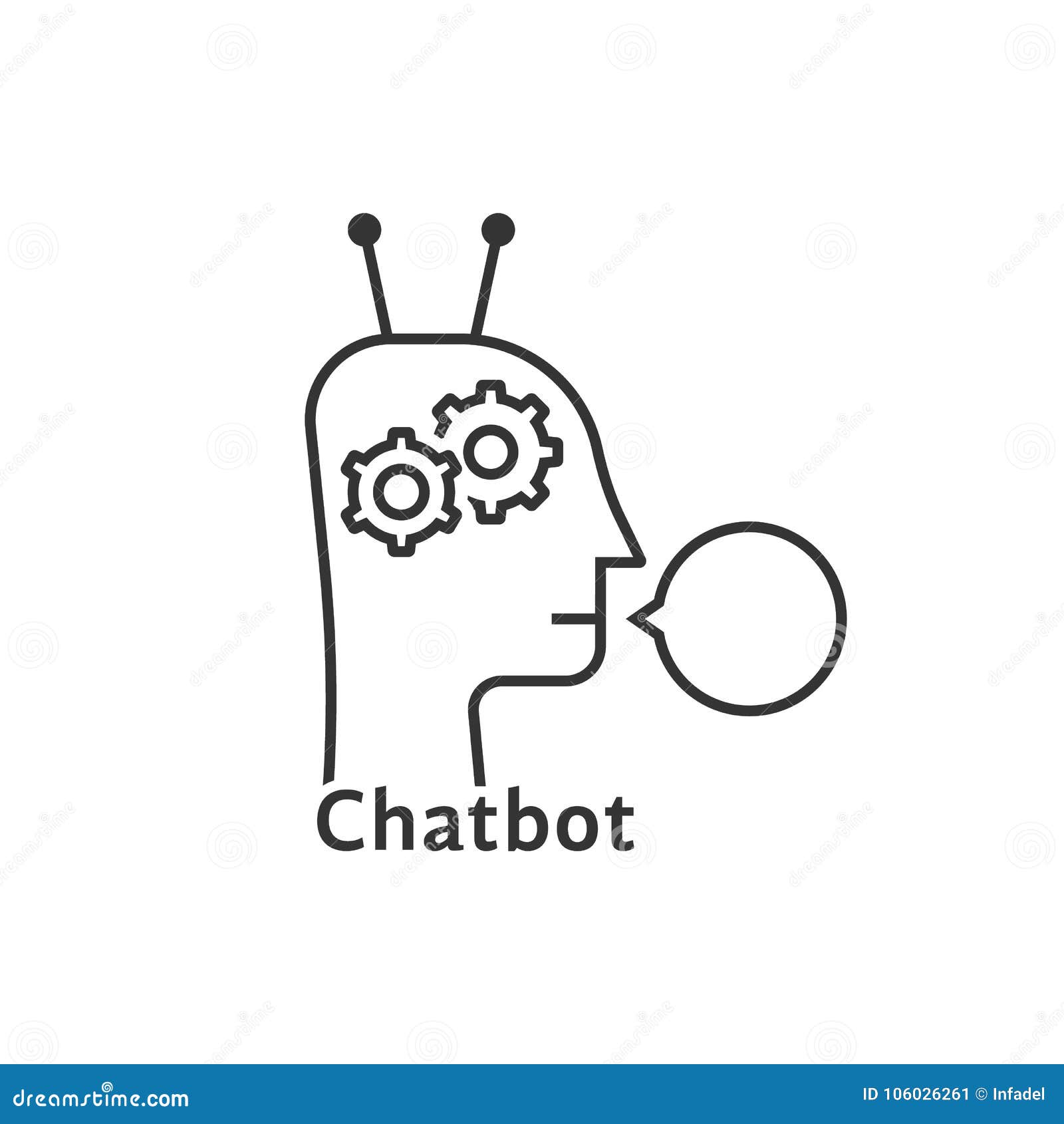 Black Thin Line Side View Profile of Chatbot Stock Vector ...