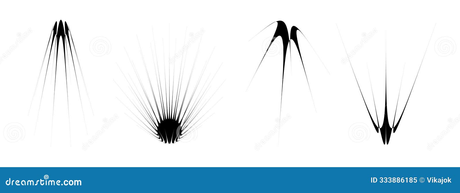 Black Thin Spiky Element Set. Abstract Sharp Thorn Shapes and Angular ...