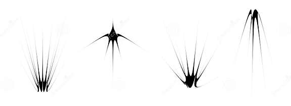 Black Thin Spiky Element Set. Abstract Thorn Semicircle Shapes and ...