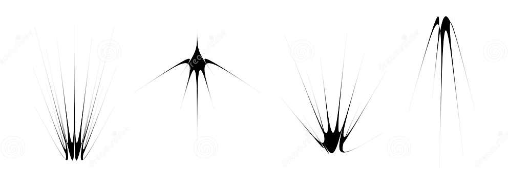 Black Thin Spiky Element Set. Abstract Thorn Semicircle Shapes and ...