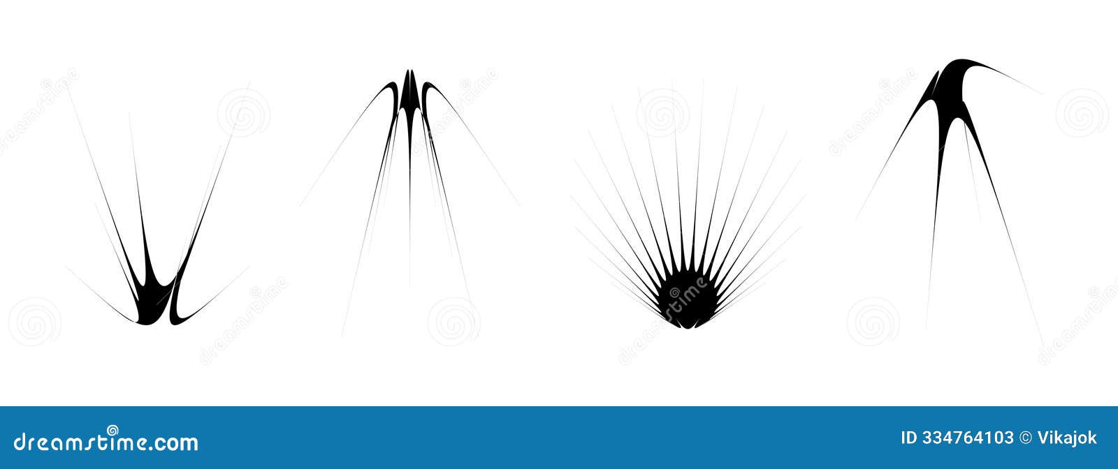 Black Thin Spiky Thorn Element Set. Abstract Sharp Shapes and Angular ...