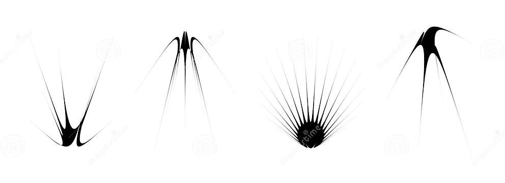 Black Thin Spiky Thorn Element Set. Abstract Sharp Shapes and Angular ...