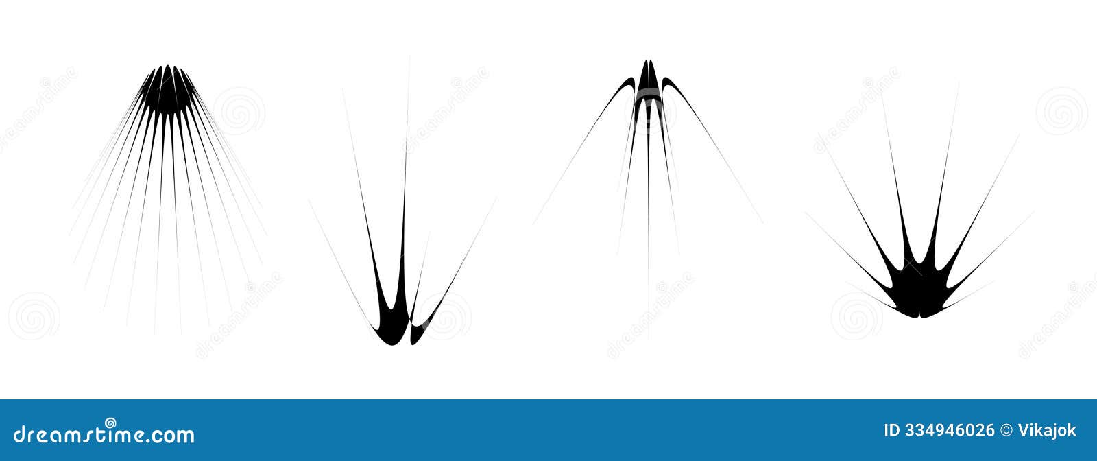 Black Thin Spiky Thorn Element Set. Abstract Sharp Shapes and Angular ...