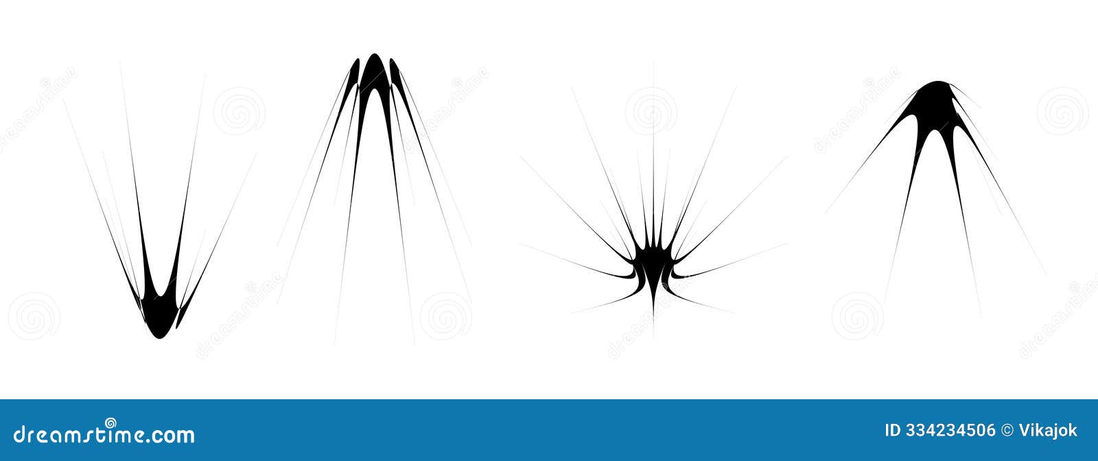 Black Thin Spiky Thorn Element Set. Abstract Sharp Shapes and Angular ...