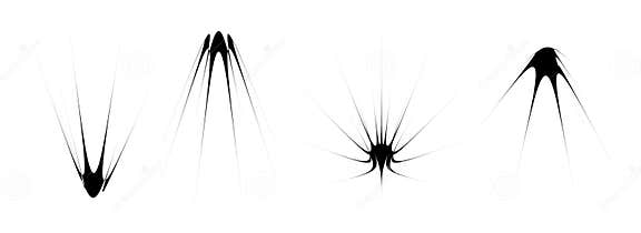 Black Thin Spiky Thorn Element Set. Abstract Sharp Shapes and Angular ...