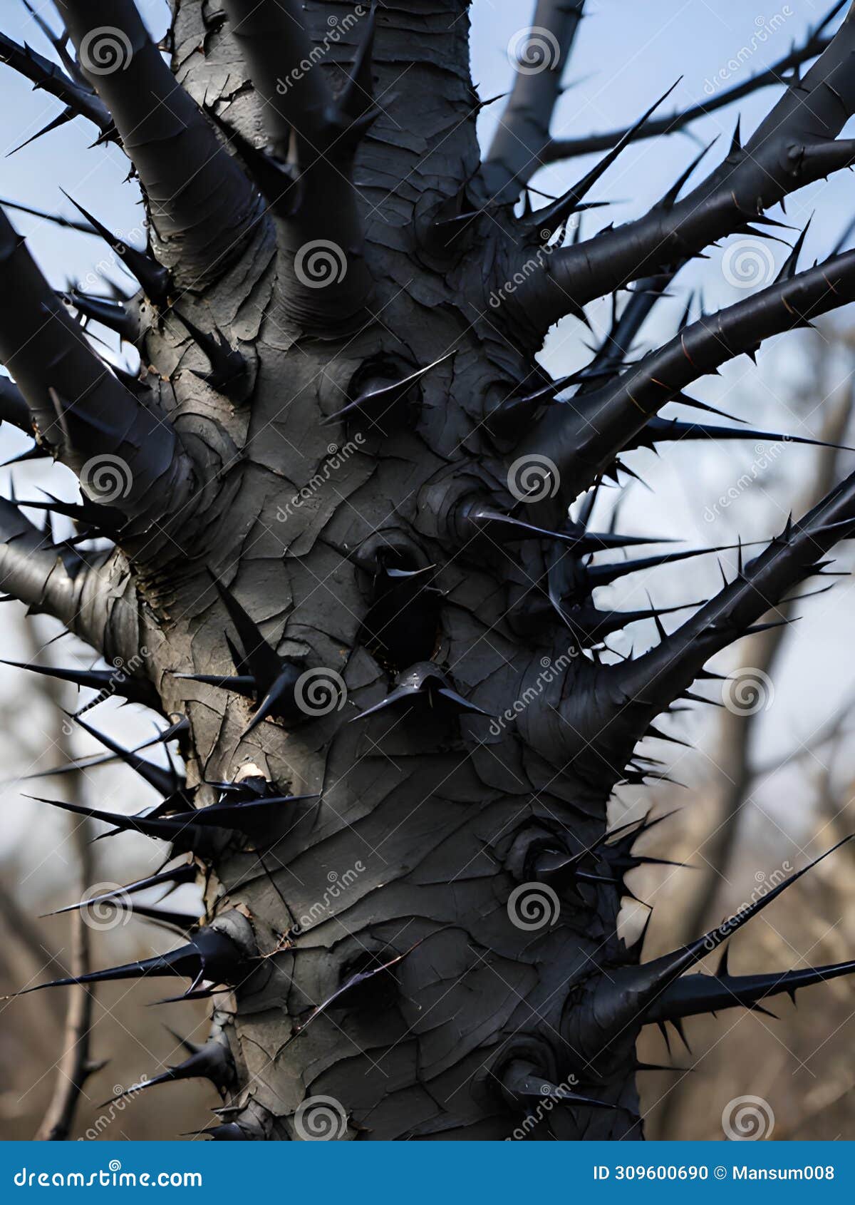 Black thorns of a tree stock illustration. Illustration of black ...