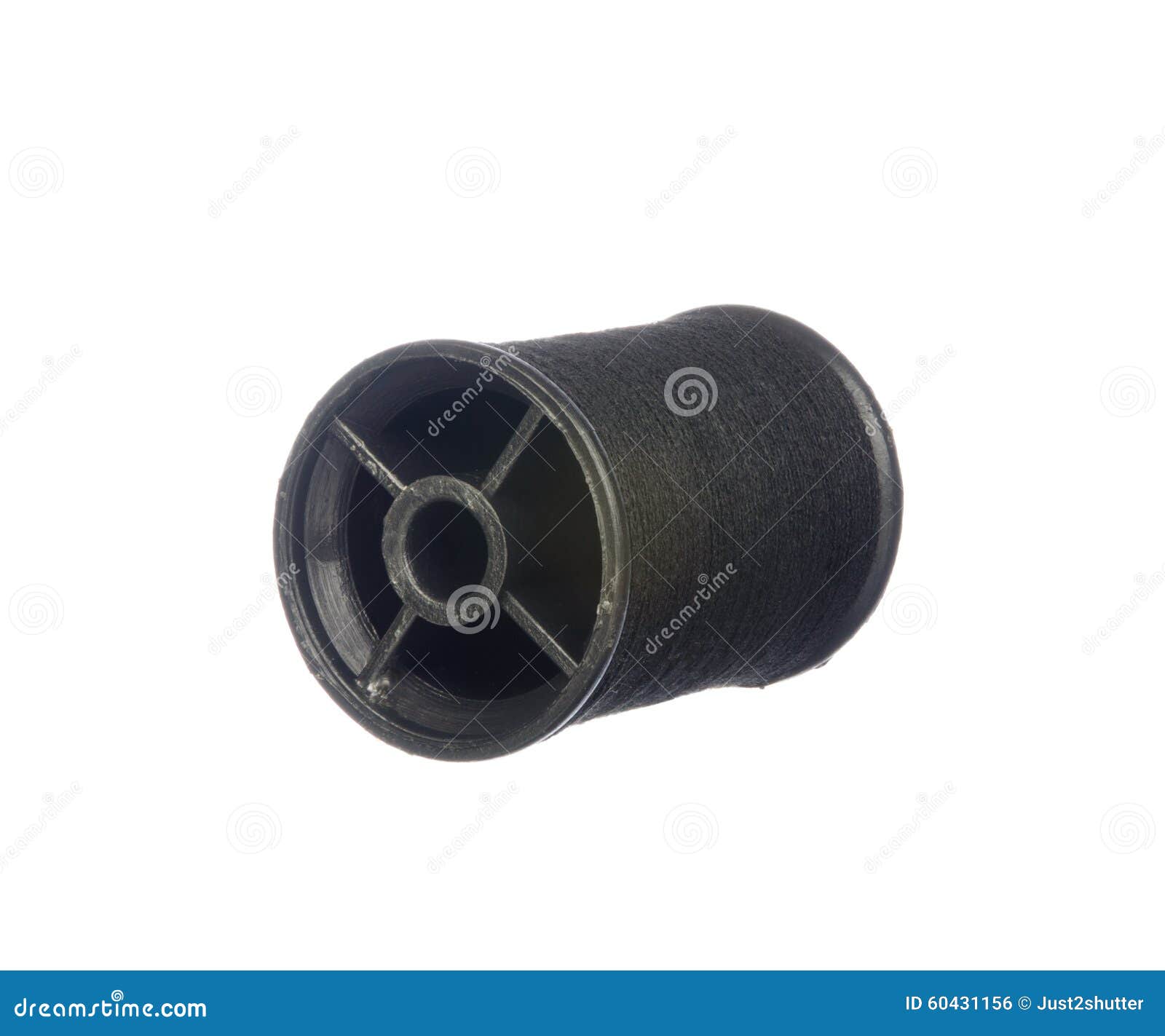 Black Thread Isolated on White Stock Photo - Image of textile, roll ...