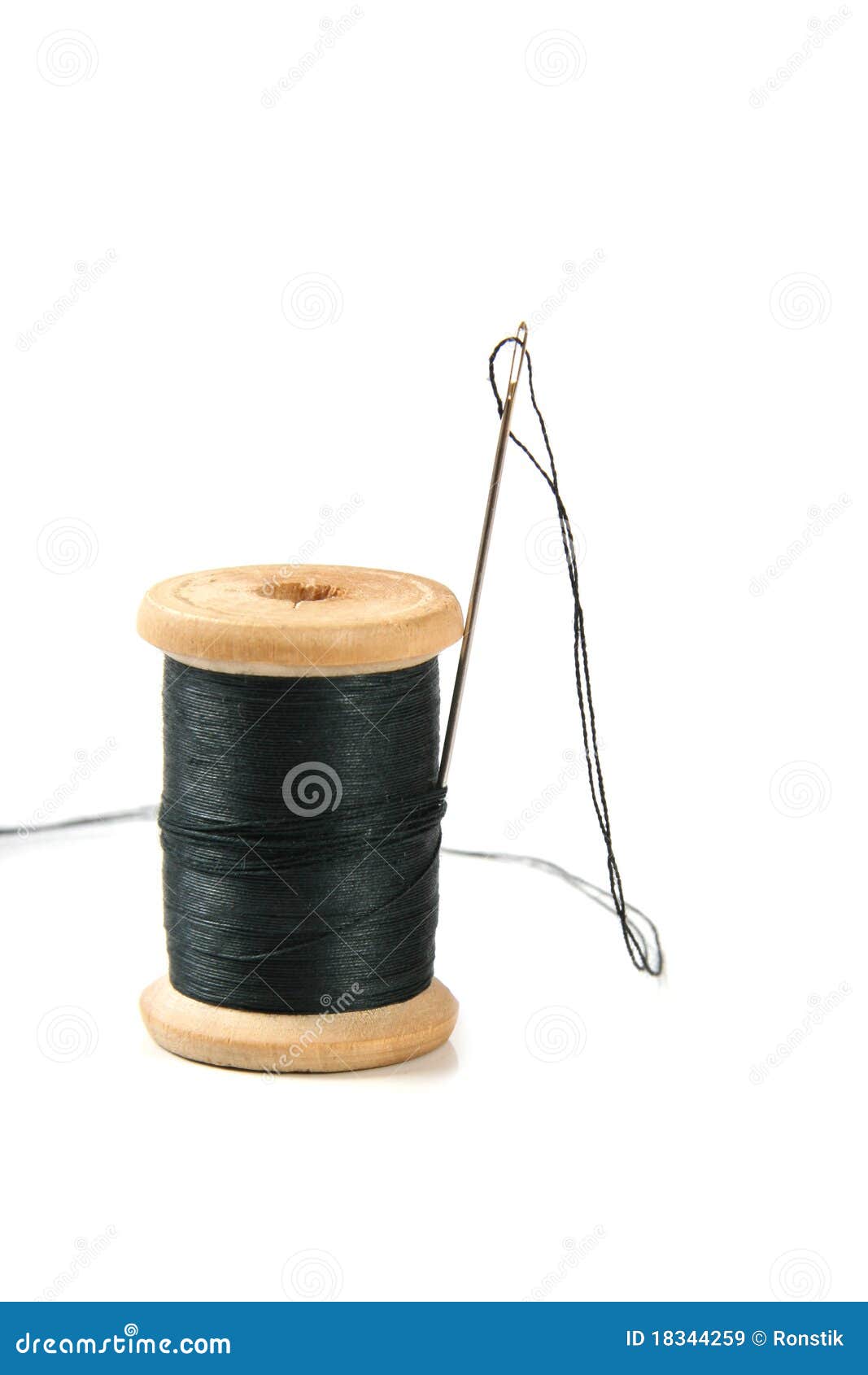Black Thread Spool with Needle Stock Image - Image of textile, reel ...