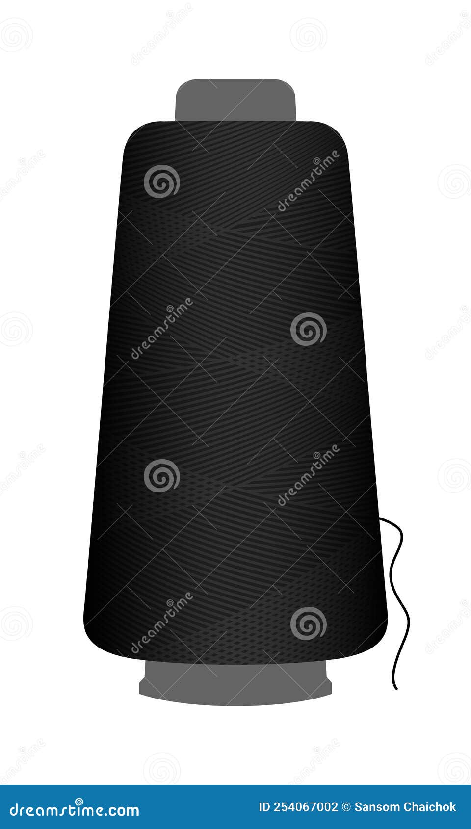 Black Thread Spool Royalty Isolated Template on White Background ...