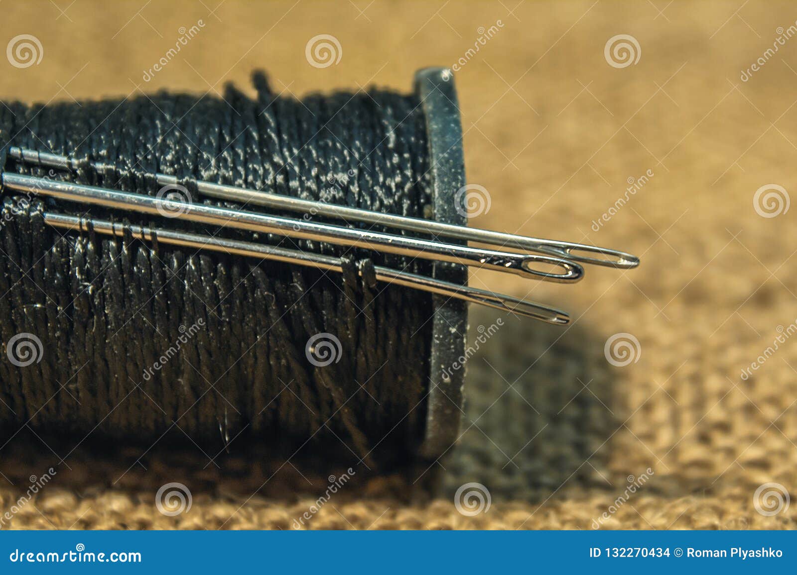 Black Threads in the Coil. the Needle Stock Photo - Image of coil ...